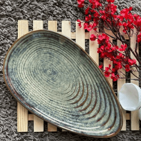 Shop The Lined Almond Plate online on CreCo.in